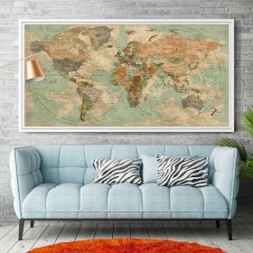 Vintage World Map Poster – Retro Travel Wall Decor | FancyWallArt