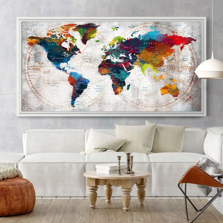 Adventure World Map Poster - Travel Tracker Wall Art | FancyWallArt
